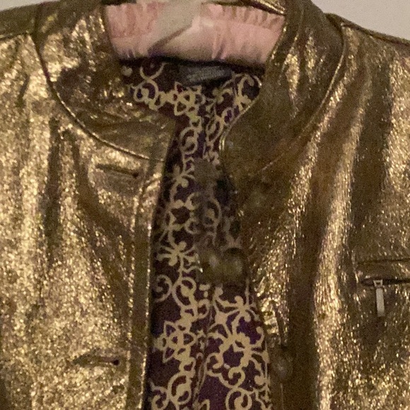 George | Jackets & Coats | Vintage Gold Foil Leather Jacket | Poshmark